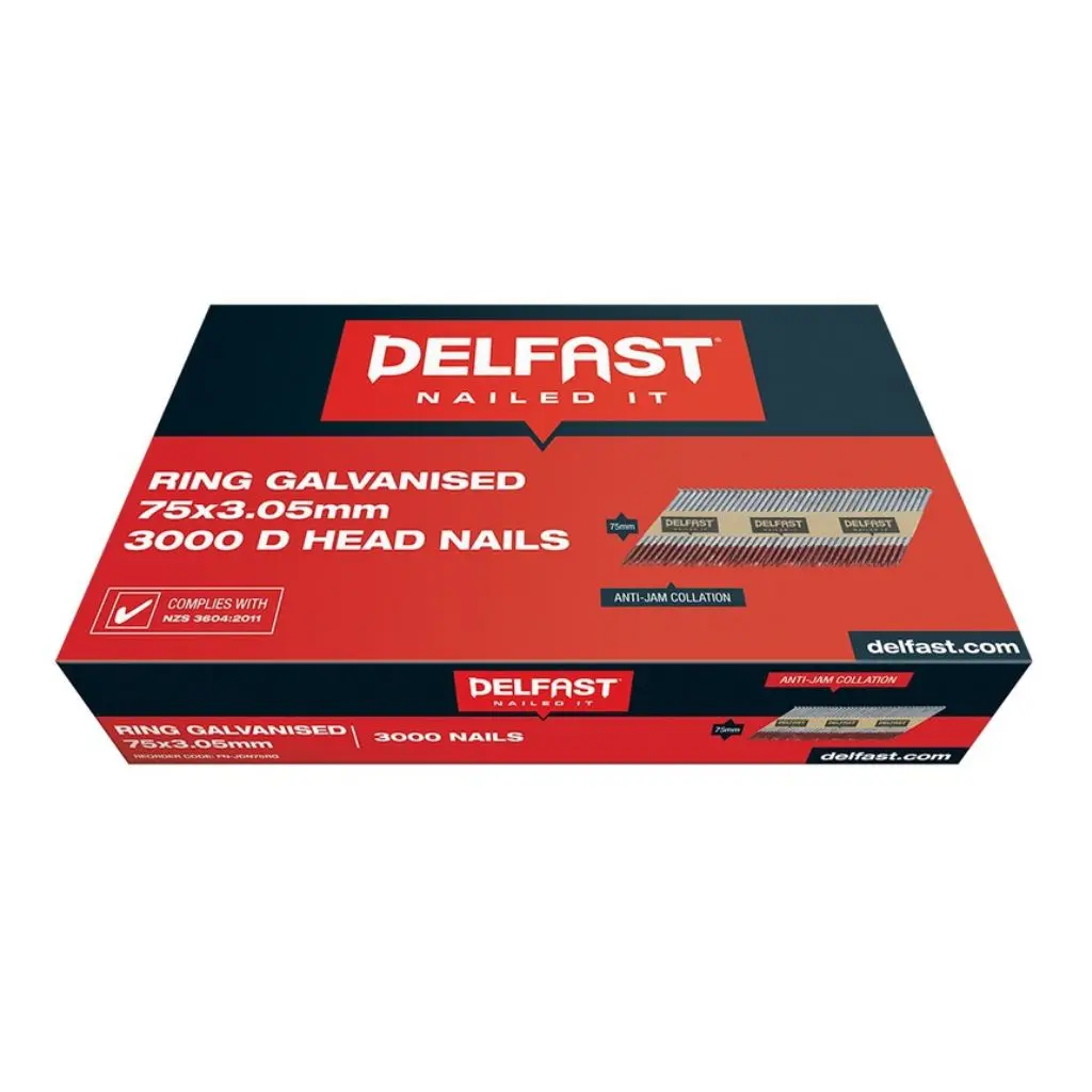 DELFAST Galvanised D Head Nails Ring Shank 75 x 3.05mm (3000 ...